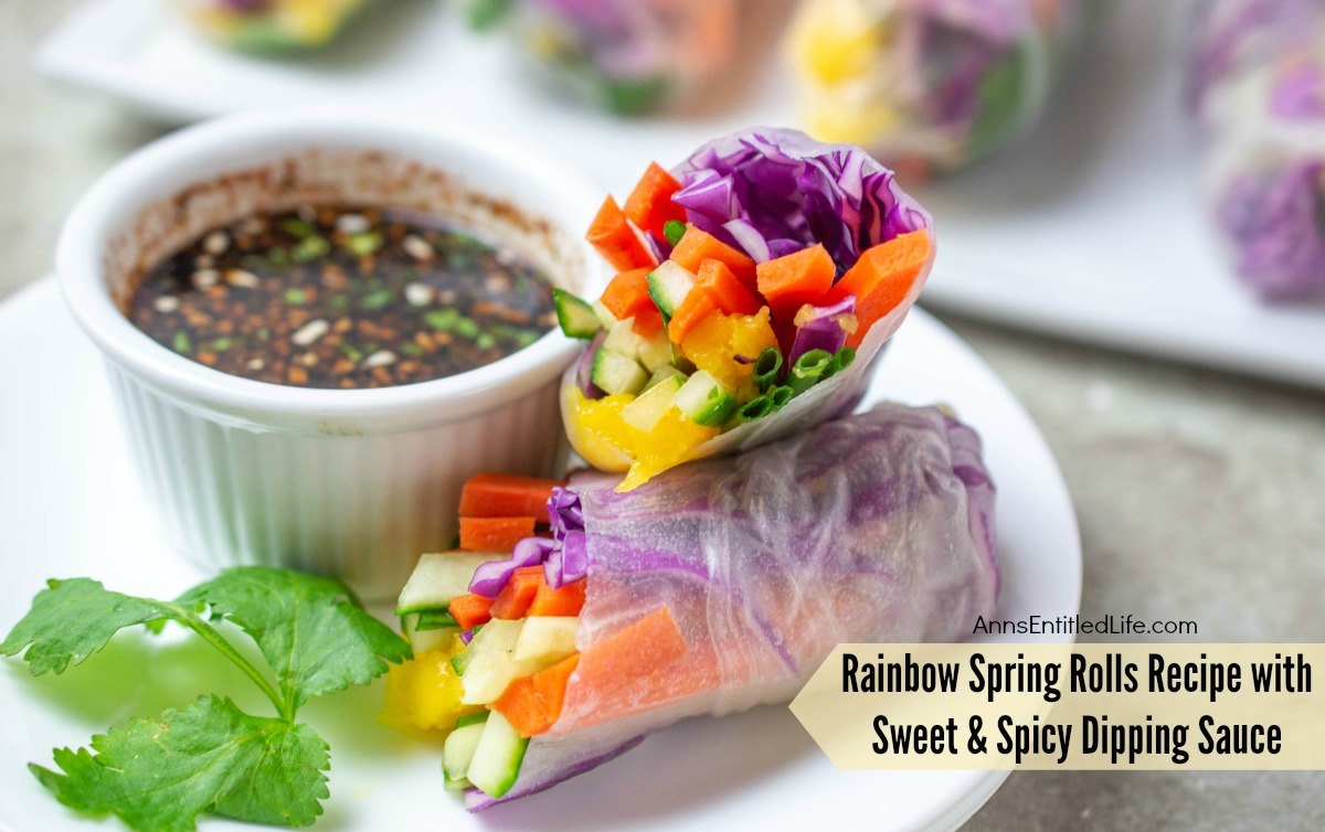 Rainbow Spring Rolls with Sweet and Spicy Dipping Sauce