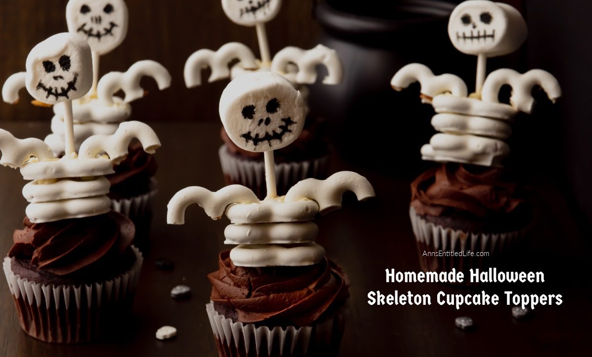 Homemade Halloween Skeleton Cupcake Toppers