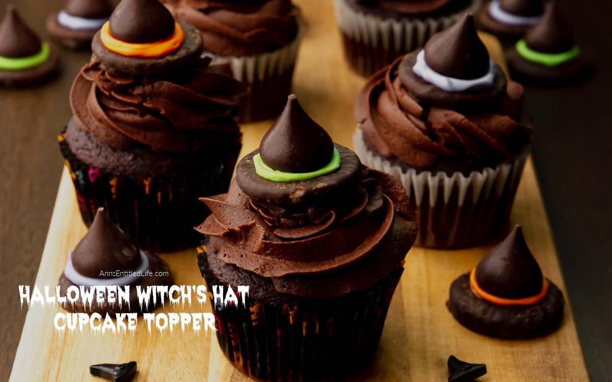 Homemade Halloween Witch's Hat Cupcake Toppers